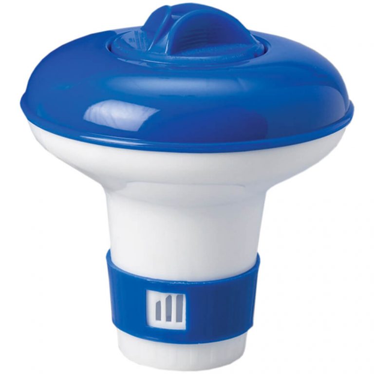 Small floating chlorine dispenser for hot tubs